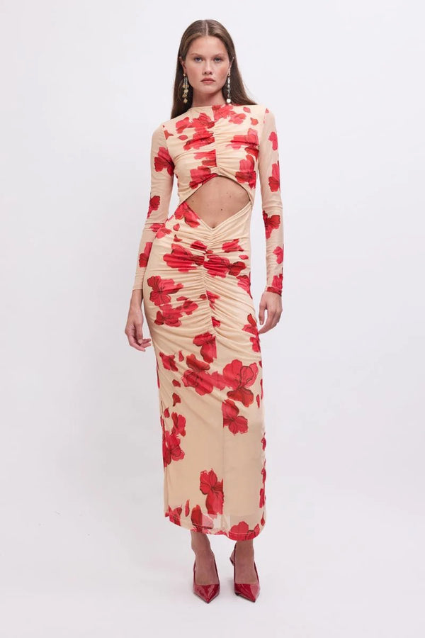 Suboo Suzie Long Sleeve Reversible Midi Dress - Floral - Dress Hire AU