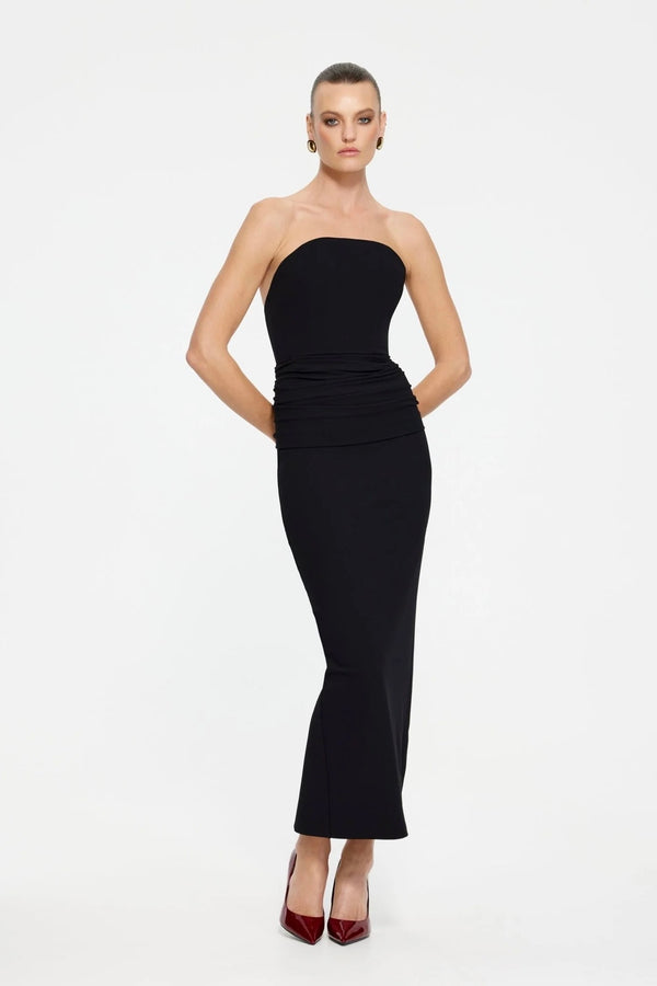 Effie Kats Astor Strapless Midi Dress - Black - Dress Hire AU