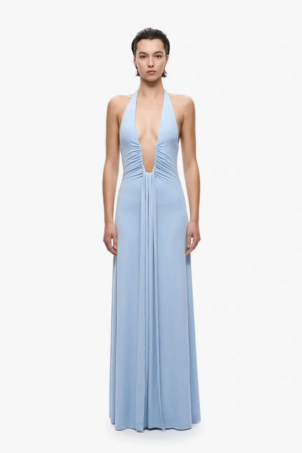 Misha Jennifer Cupro Maxi Dress - Cornflower Blue – Dress Hire AU