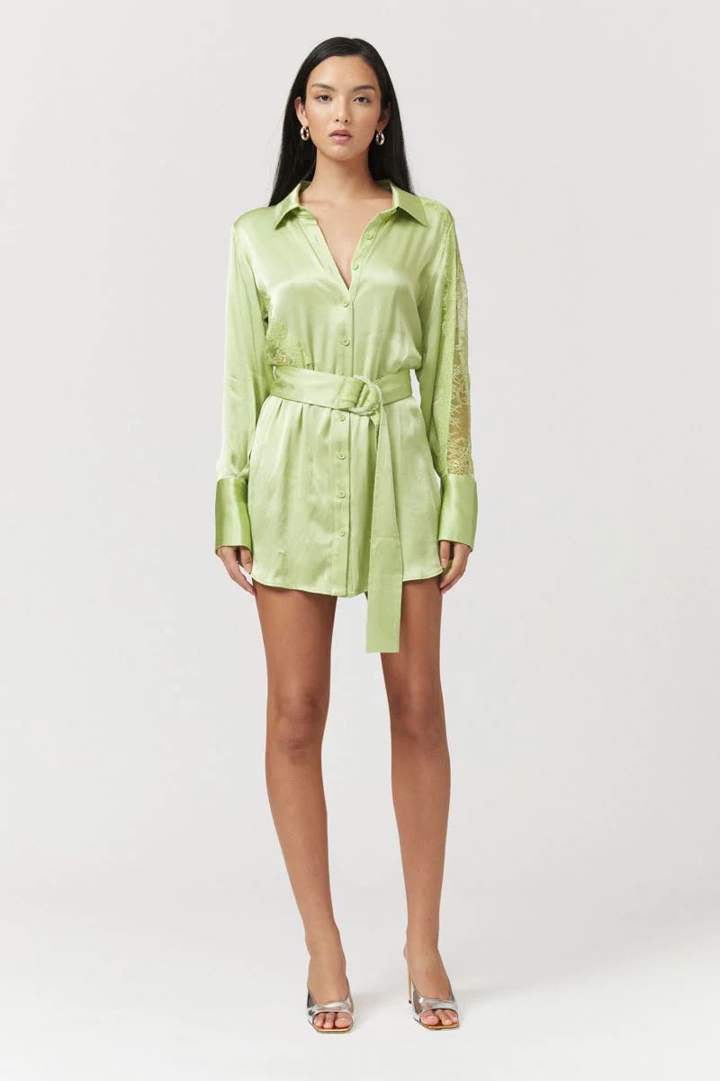 Suboo Nicky Mini Shirt Dress - Celery Green – Dress Hire AU