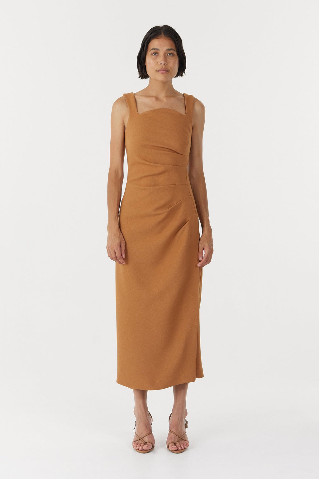 Third Form Enigma Tuck Dress - Camel – Dress Hire AU